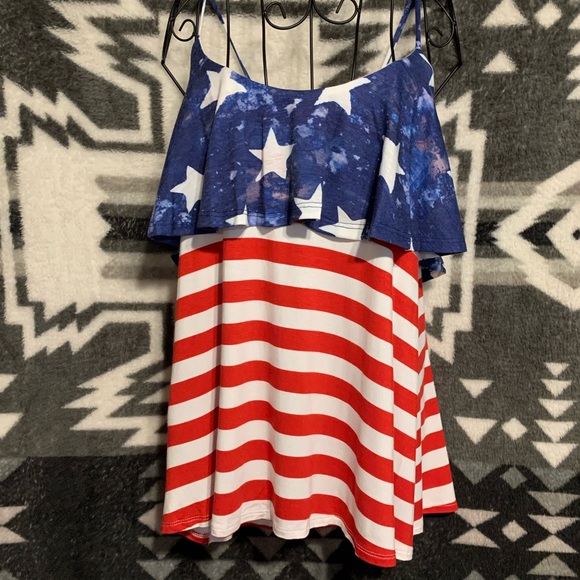 Fantastic Fawn | Tops | American Flag Patriotic July 4th Ruffle Tank ...